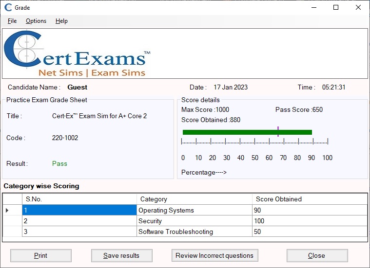 Cert-Ex™ Exam Simulator for A+ Core 2 Download