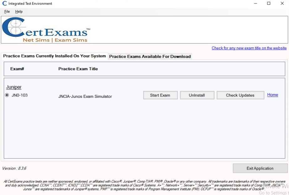 Cert-Ex™ Exam Simulator for JNCIA-Junos Download
